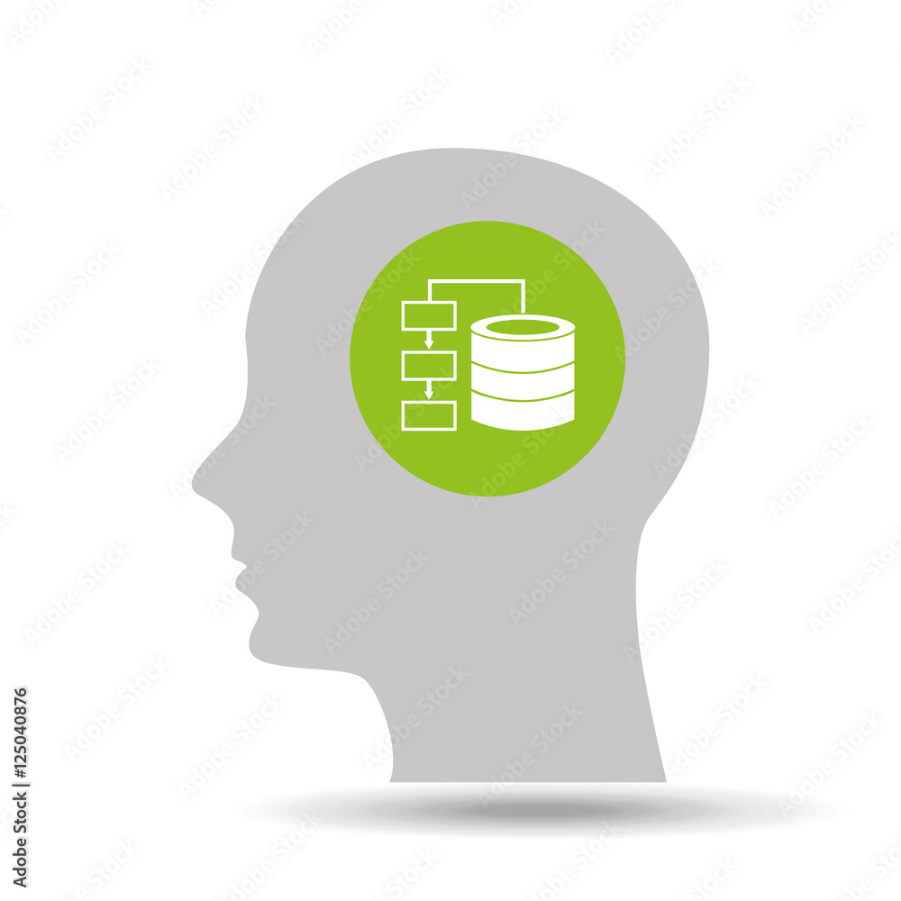 silhouette head data icon graphic vector illustration eps 10 Stock ...