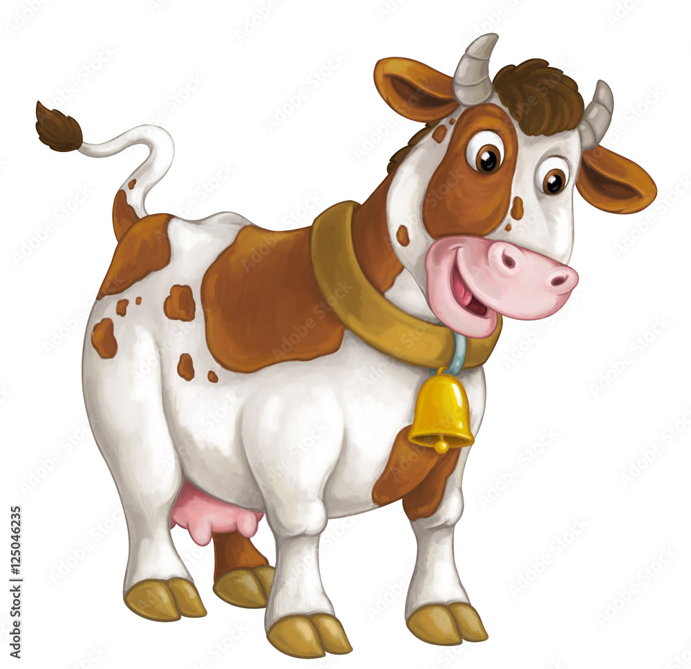 Cartoon happy cow is standing and looking - artistic style - isolated ...