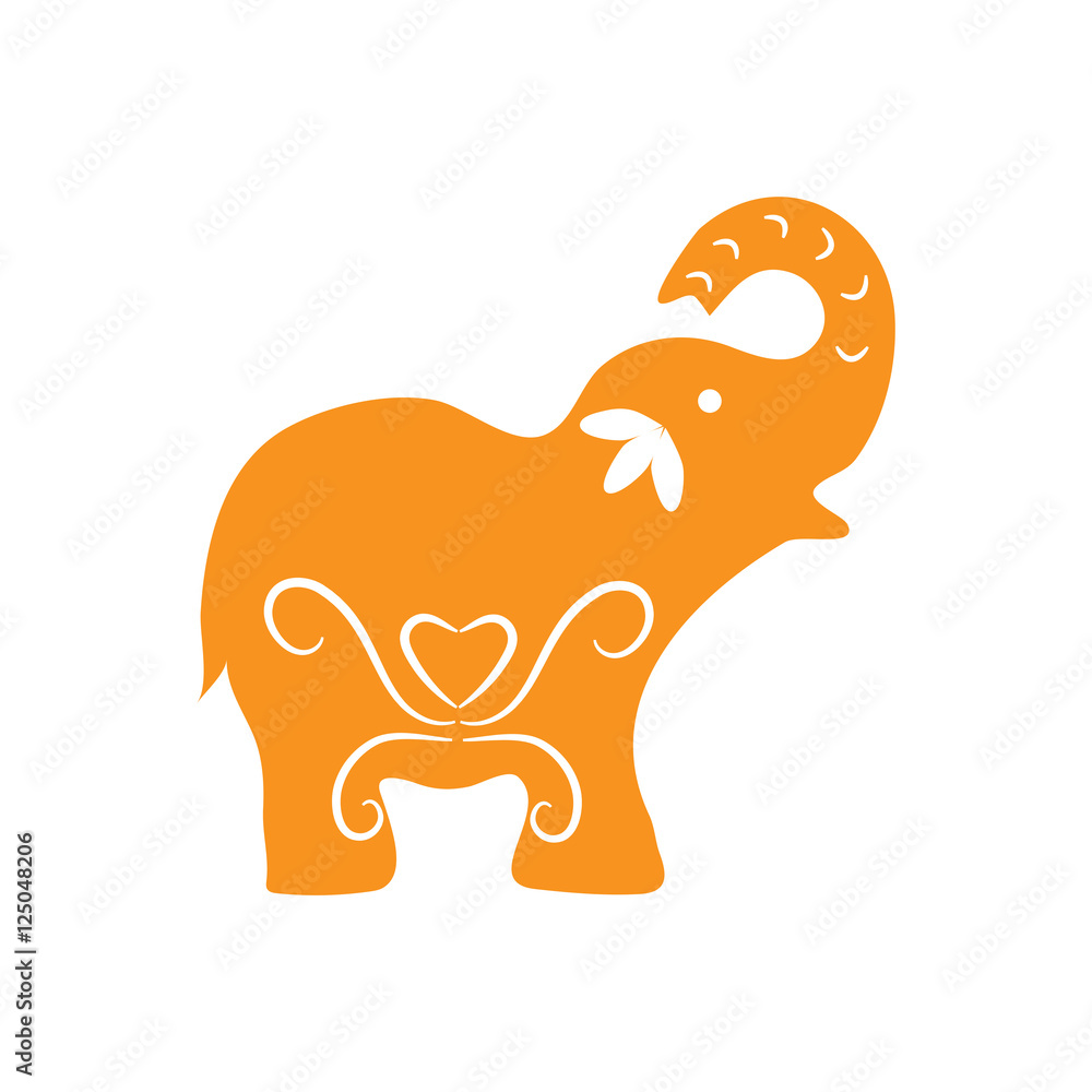 Eco icon orangre elephant symbol. Vector illustration isolated on the ...