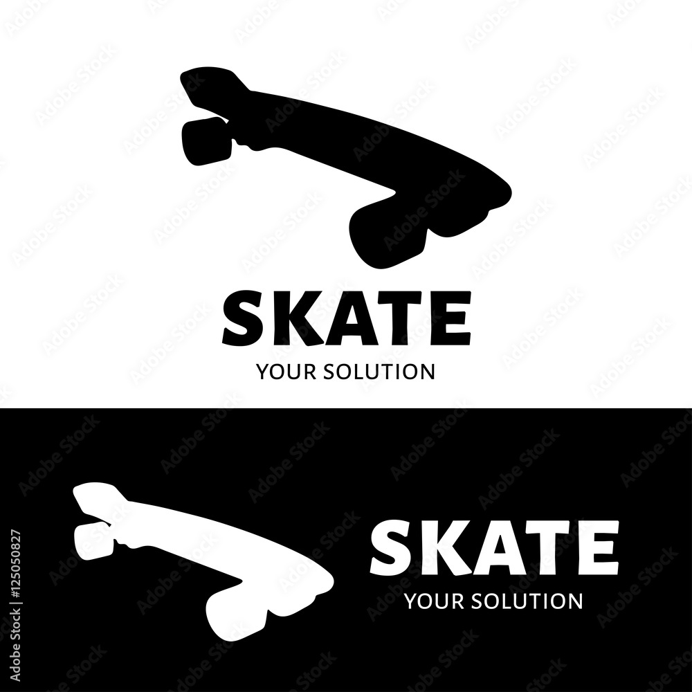 Vector logo skate. Brand logo in the shape of a skateboard. Stock ...
