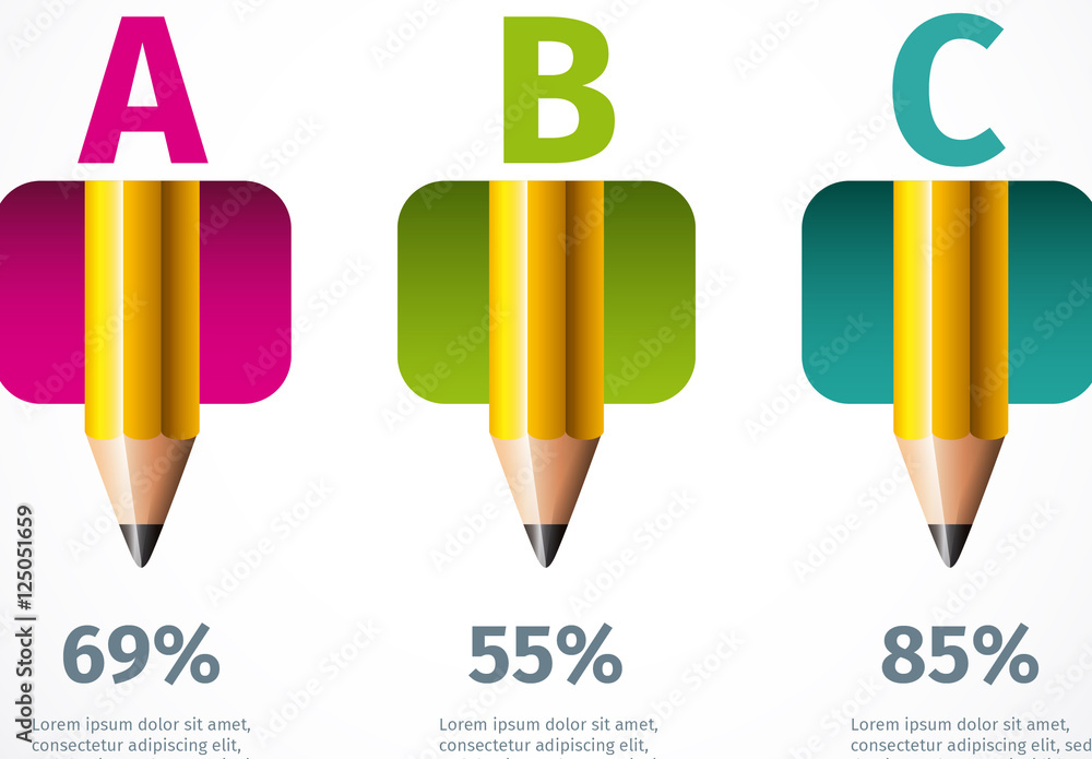 Education Data Infographic with Pencil Header Element 1 Stock 템플릿 ...
