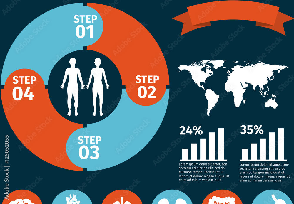 Physical Health Data by Location Infographic and Anatomical Icon Set 2 ...