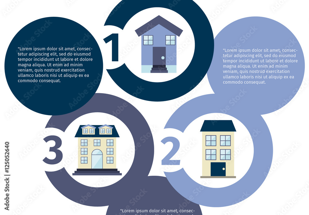 Real Estate Data Infographic with Circle Element and House Icon Stock ...