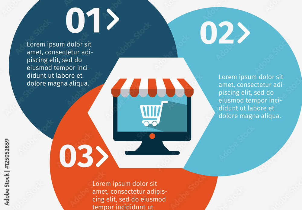 Online Shopping Data Infographic with Circle Element and Storefront ...