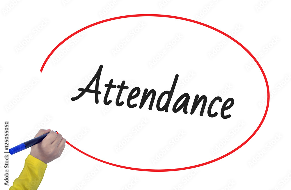 Woman hand writing attendance with marker Stock Photo | Adobe Stock