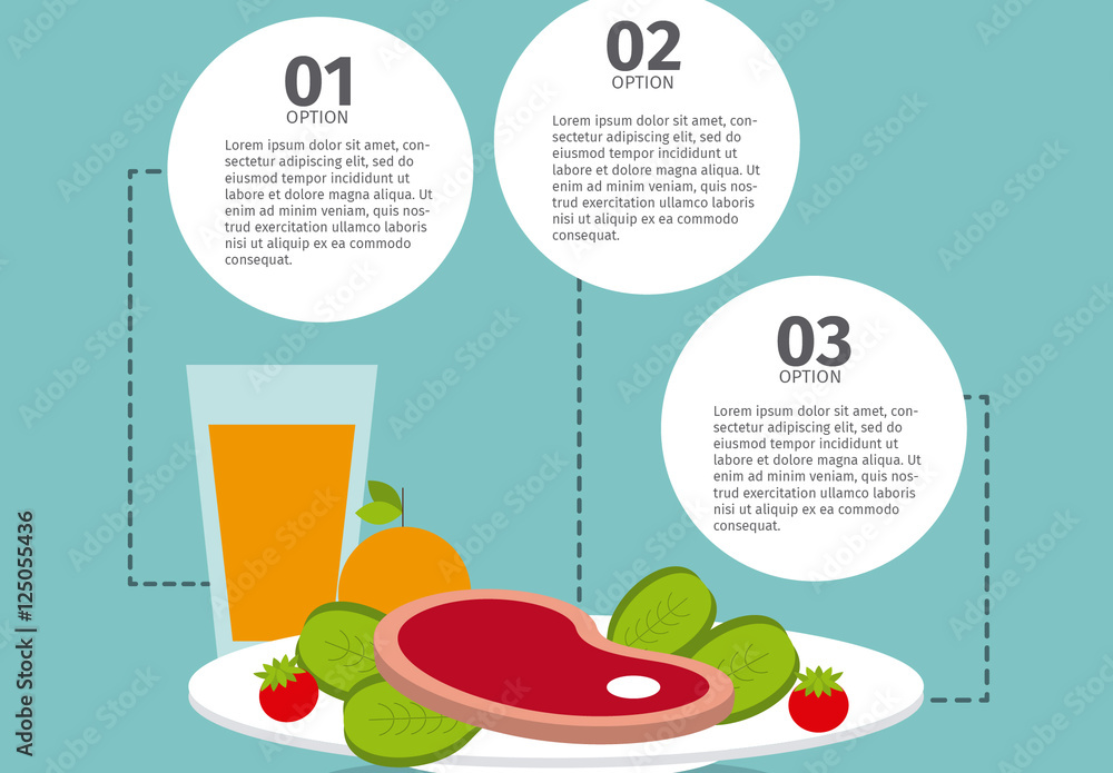 Plated Food Infographic with Editable Text Stock Template | Adobe Stock