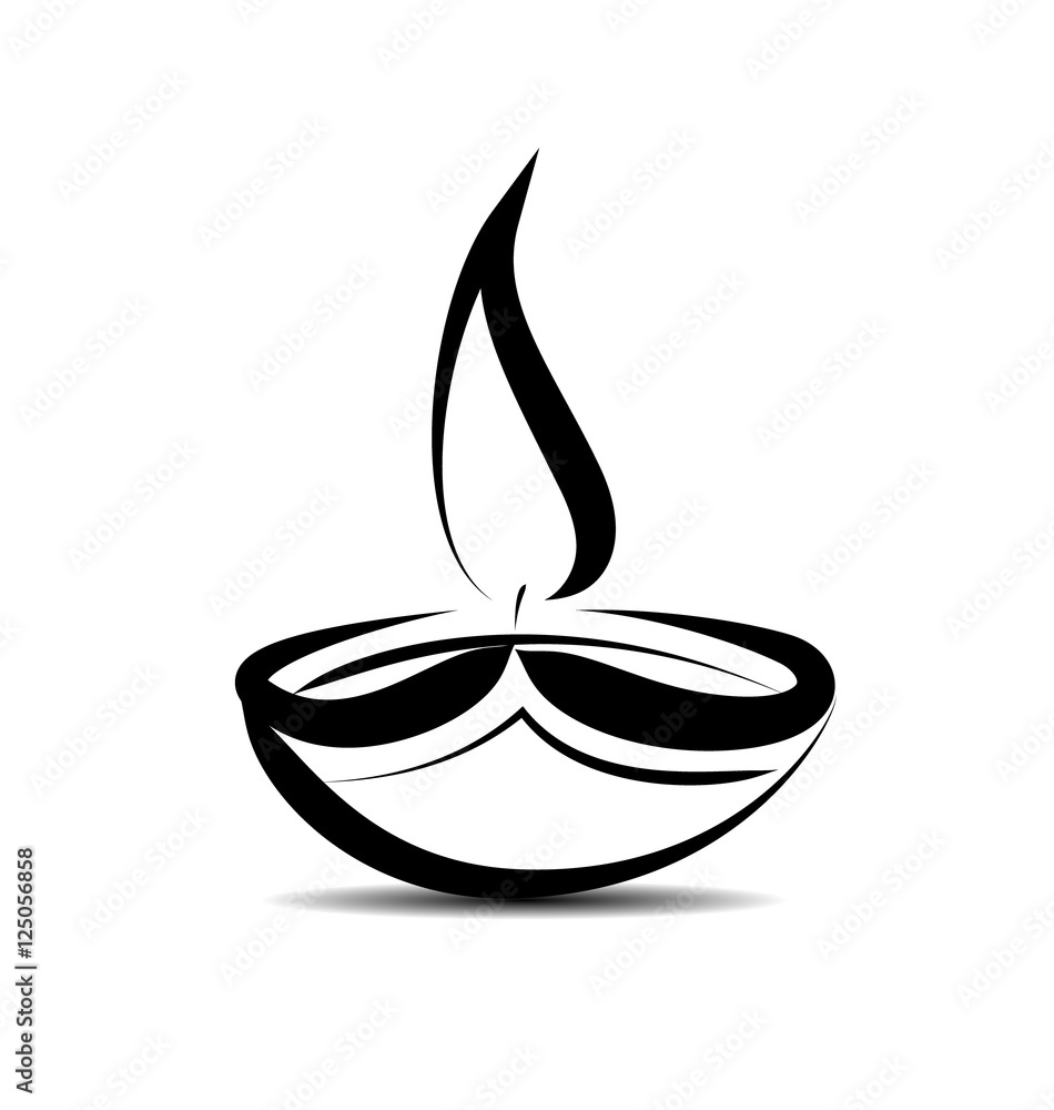 Vector Line sketch Diwali lamp Stock Vector | Adobe Stock