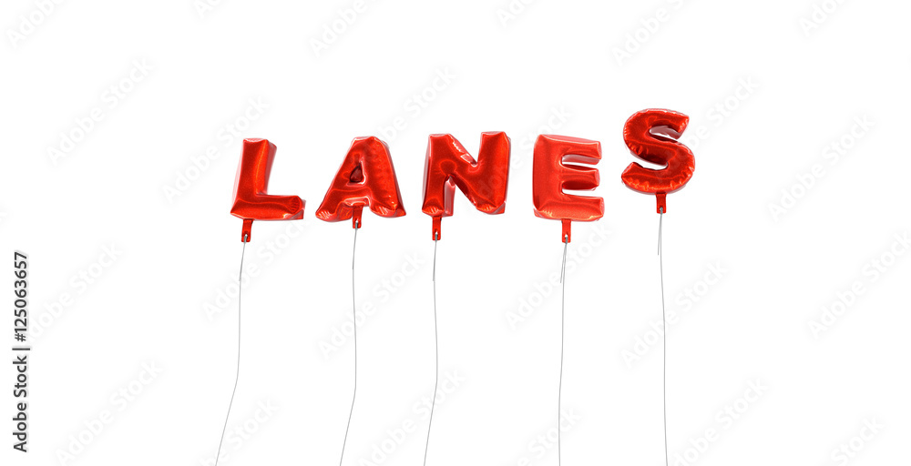 Illustrazione Stock LANES - word made from red foil balloons - 3D ...