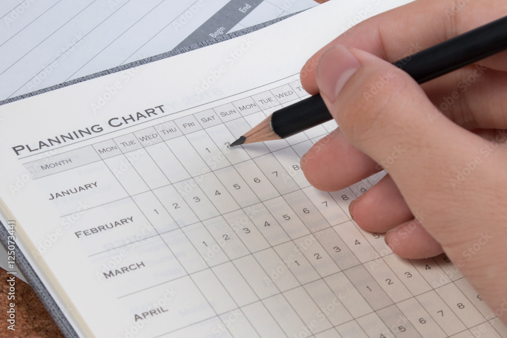 Project plan concepts. Blank business planning chart form. Details of ...