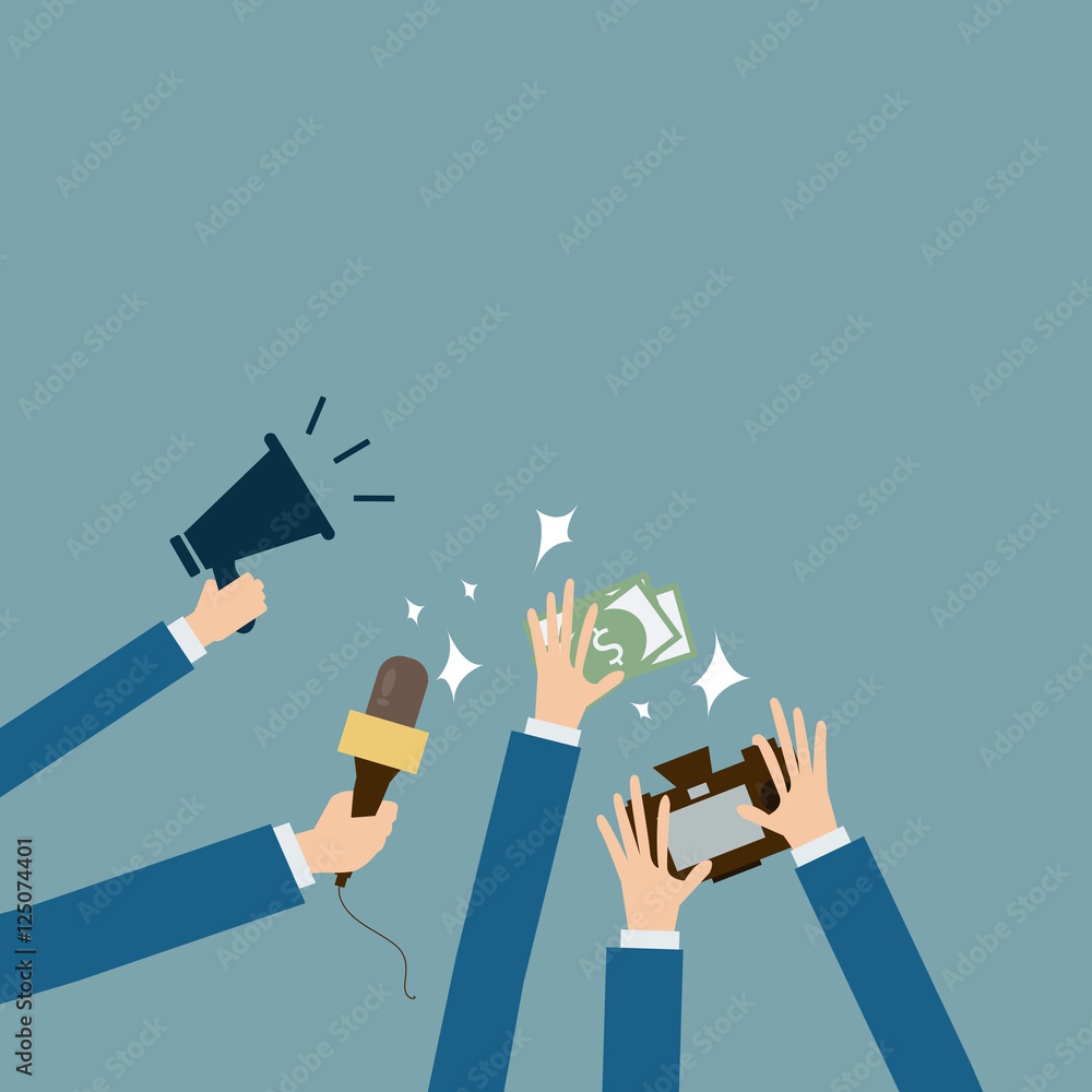 Live news interview with flat vector concept design Stock Vector ...