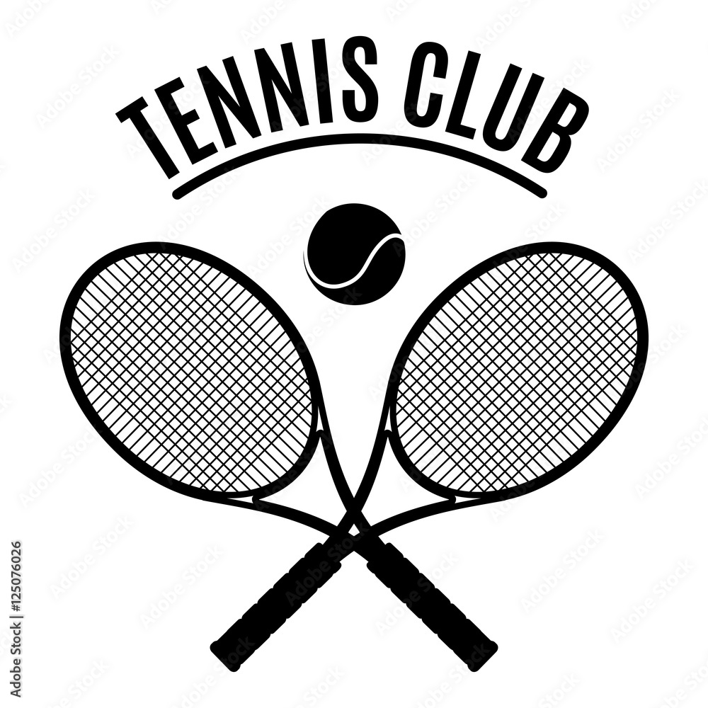 Black and white tennis club emblem vector illustration. Sport logo ...