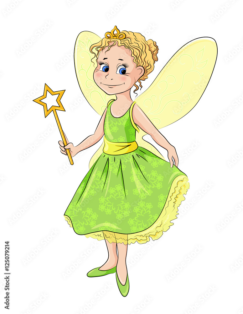 Little girl in carnival costume Fairy. Cartoon vector illustration ...