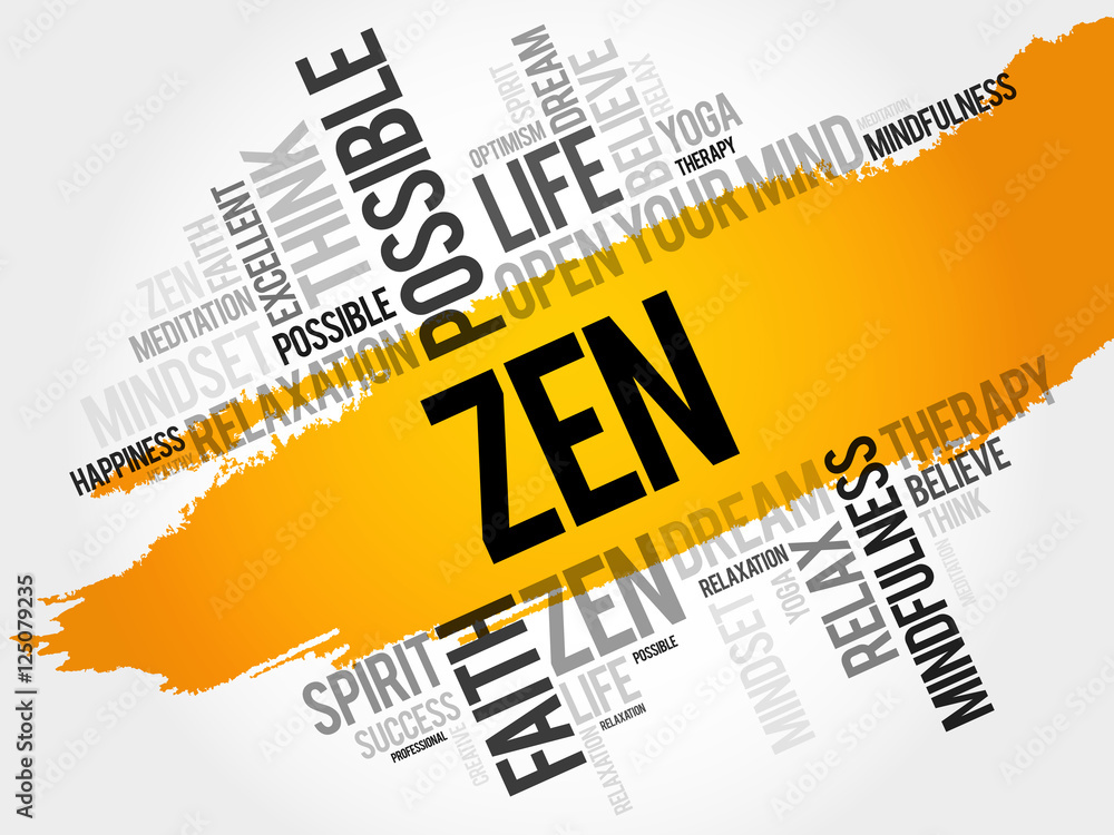 Zen word cloud collage, concept background Stock Vector | Adobe Stock
