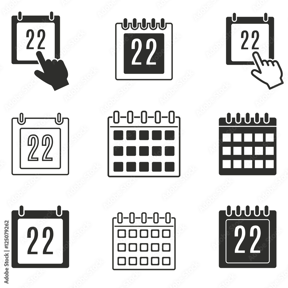 Calendar icon set. Stock Vector | Adobe Stock