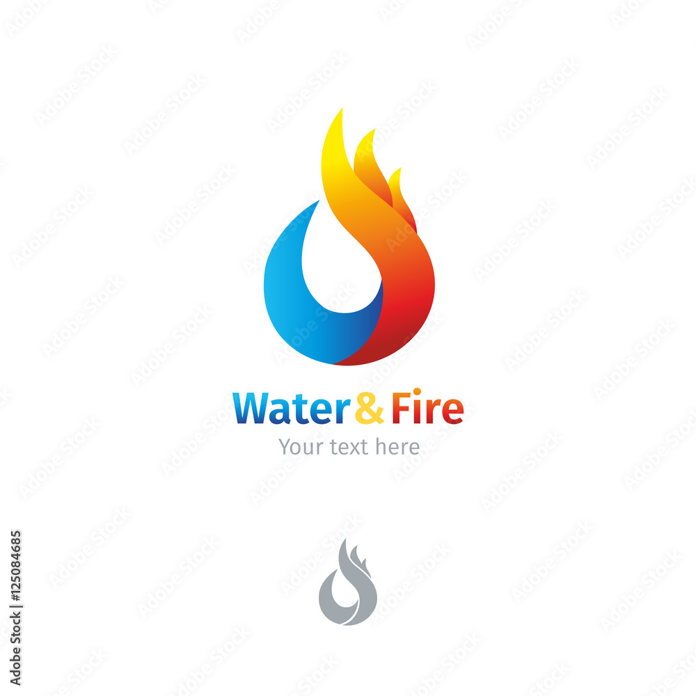 A drop of water and fire flame vector logo. Vector object isolated on ...