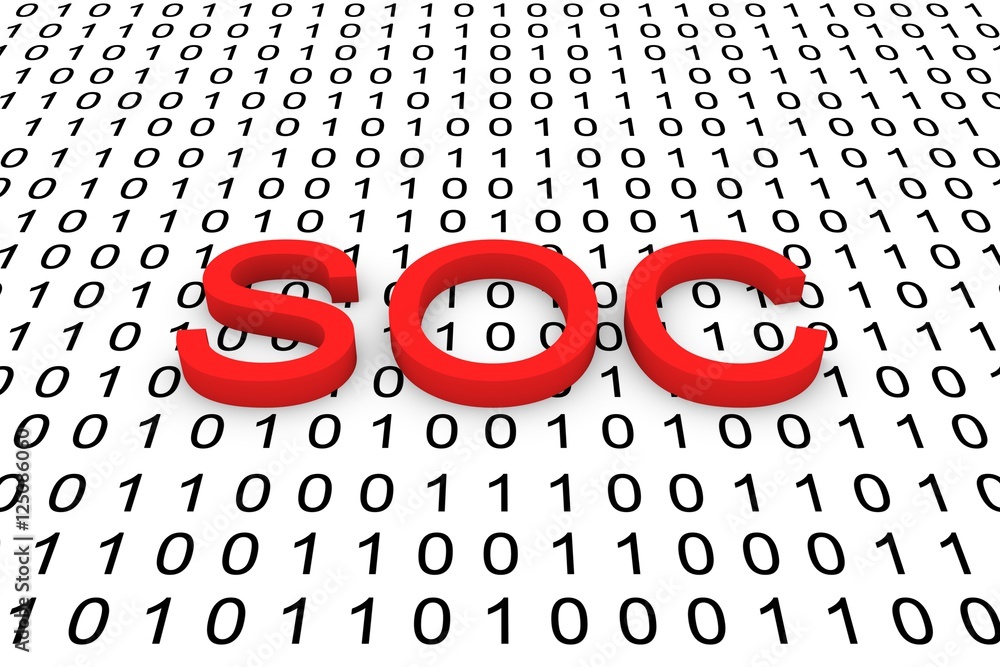 SOC in the form of binary code, 3D illustration Stock Illustration ...