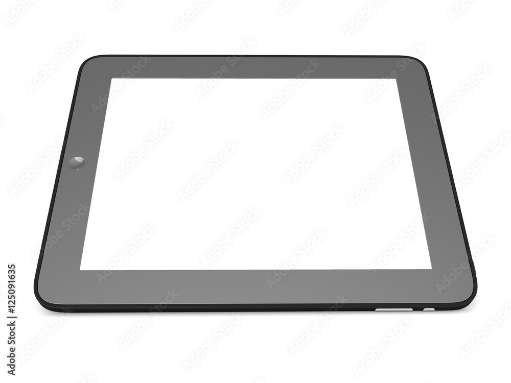 3d rendering back tablet computer isolated on white background. Stock ...