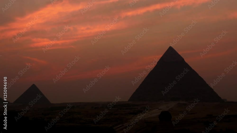 Time Lapse of Sunset - The Great Pyramids of Giza - Egypt Stock Video ...
