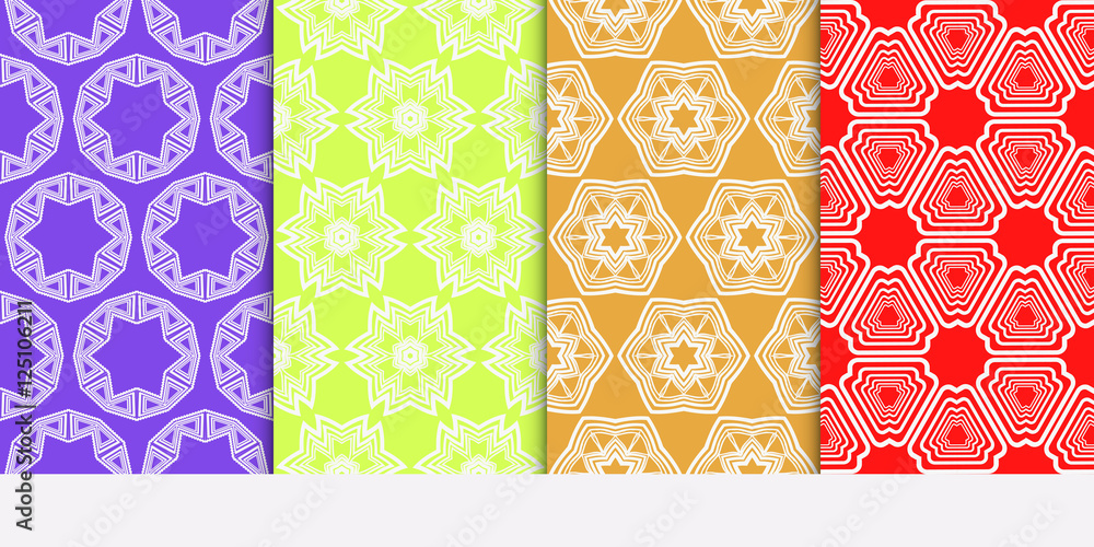 geometry. seamless paterns set. vector illustration. multi color. for ...