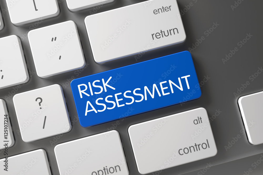 Blue Risk Assessment Key on Keyboard. 3D. Stock Illustration | Adobe Stock