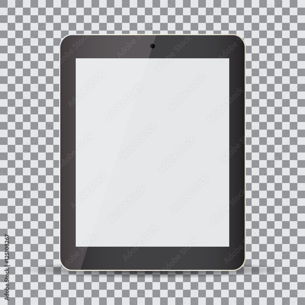 Blank screen. Realistic black tablet on a transparent background Stock ...