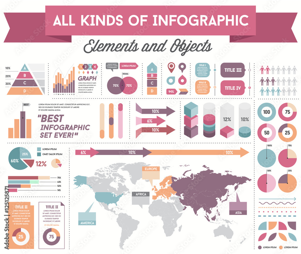 Infographics Elements and Objects Big Huge Set All Kinds of Info Stock ...