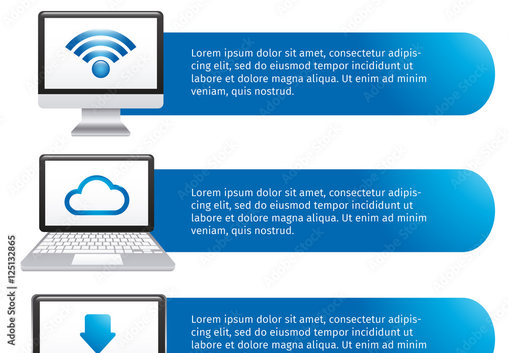 Horizontal Tab Cloud Storage Infographic with Large Icons Stock ...