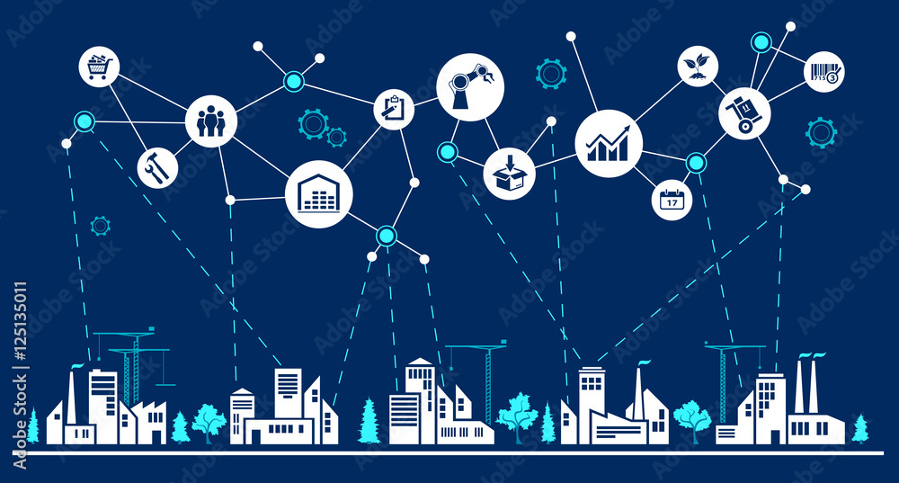 Smart Factory - Optimised Processes Design ilustração do Stock | Adobe ...