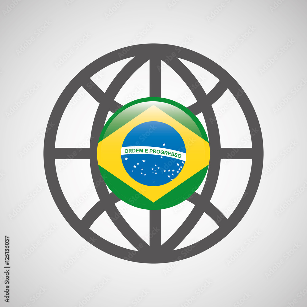 globe sphere flag brazil country button graphic vector illustration eps ...
