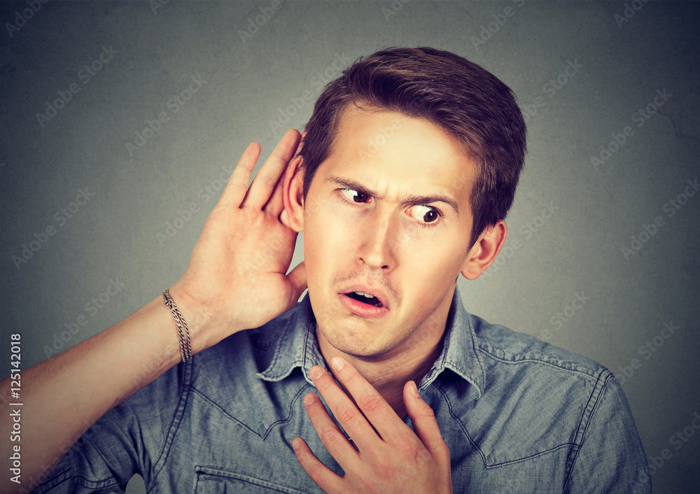 curious man listening to conversation news eavesdropping Stock Photo ...