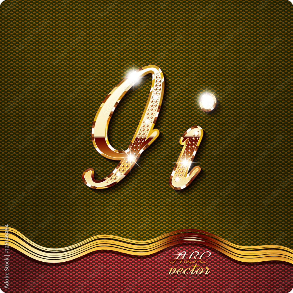 This stylish gold cursive letters. There are inlaid with a capital "I ...