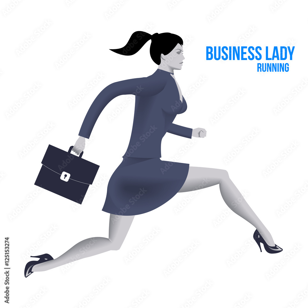 Business lady running template. Running business lady in business suit ...