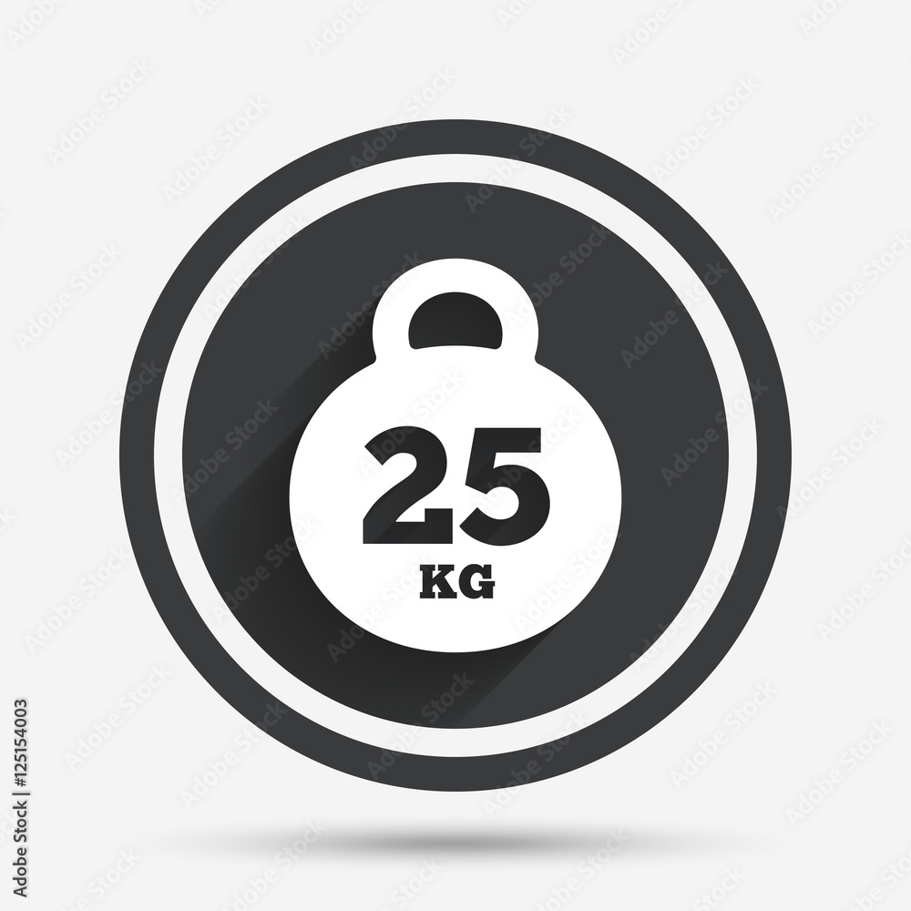 Weight sign icon. 25 kilogram (kg). Sport symbol. Stock Vector | Adobe ...