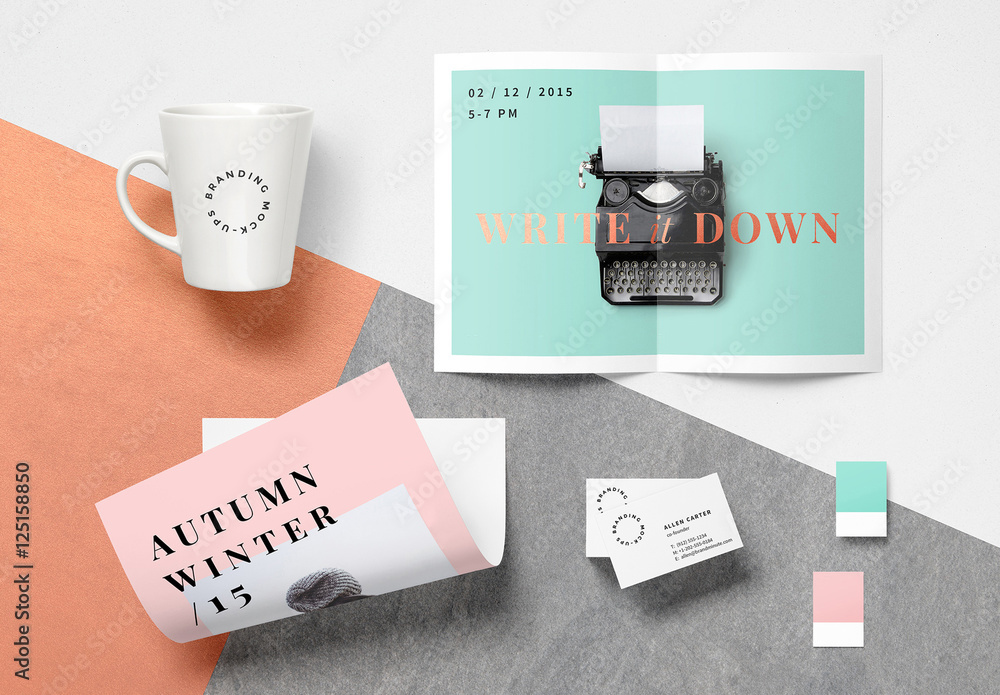 Pastel Poster and Stationery Mockup Stock Template | Adobe Stock