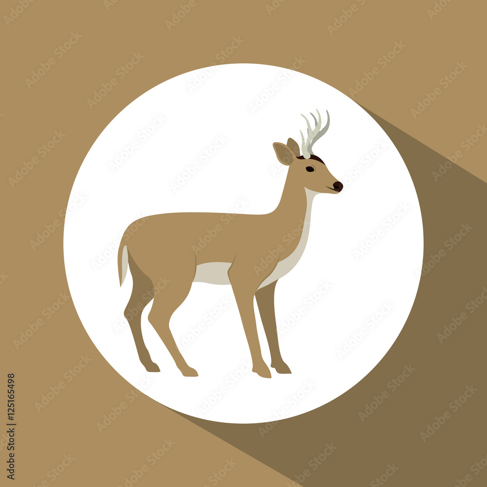 Deer icon. Animal life nature and fauna theme. Colorful design. Vector ...
