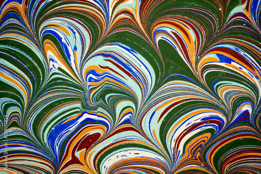 Ebru art. Traditional Turkish Ebru technique. Painting on water ...