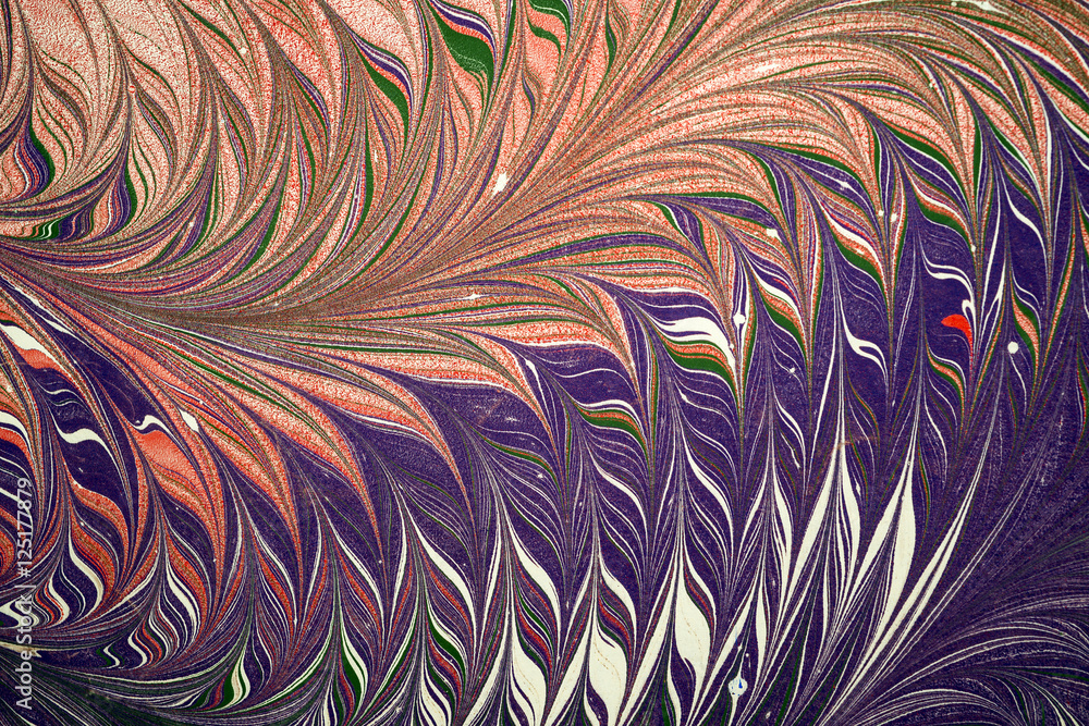 Ebru art. Traditional Turkish Ebru technique. Painting on water ...