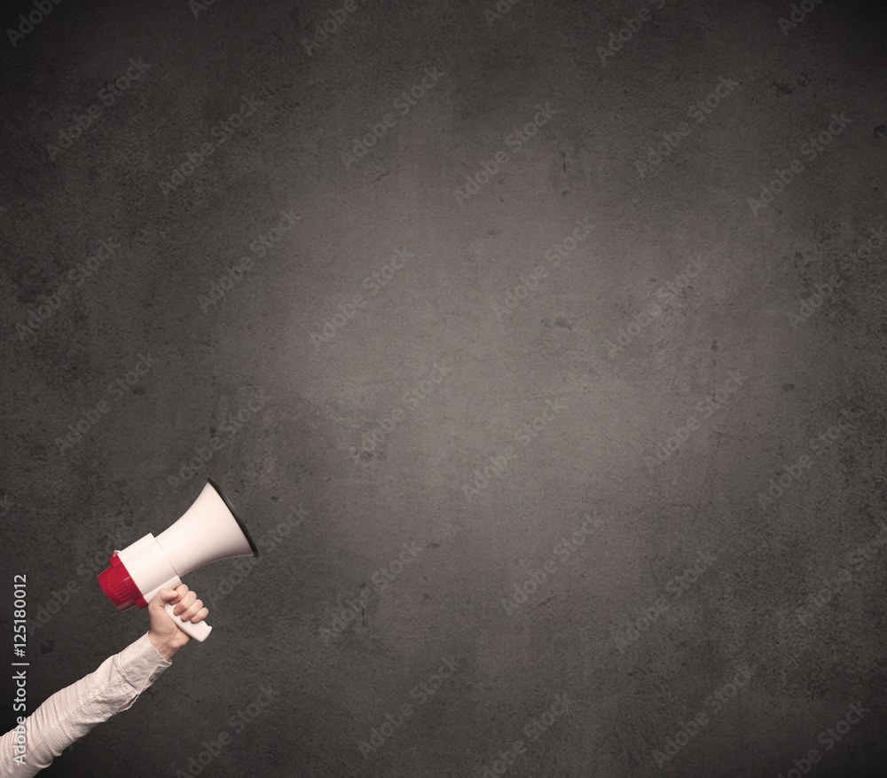 Megaphone on plain background Stock Photo | Adobe Stock
