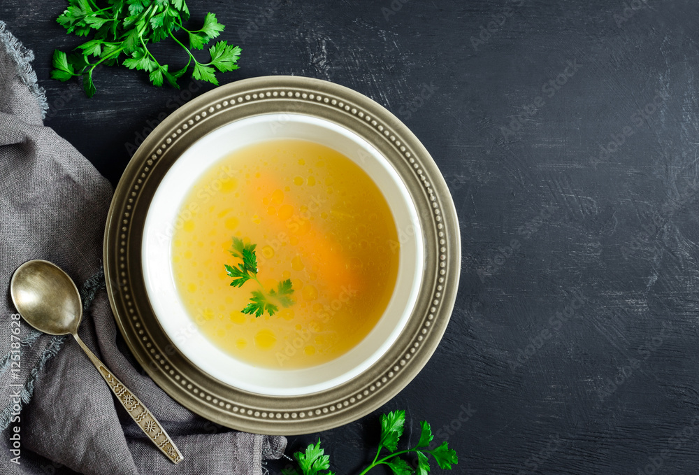 Homemade chicken bouillon Stock Photo | Adobe Stock