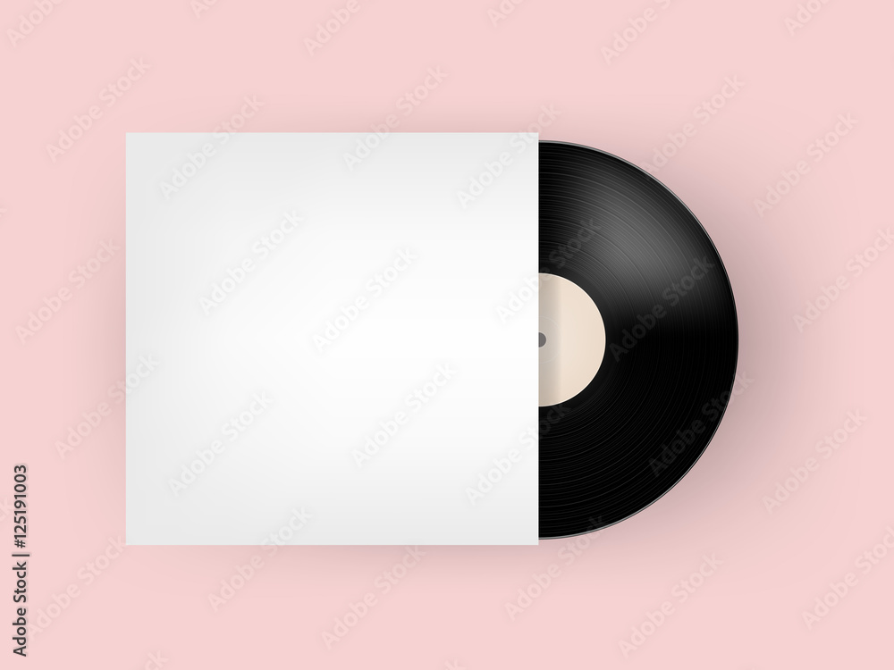 graphic design vector of gramophone vinyl record in white paper cover ...