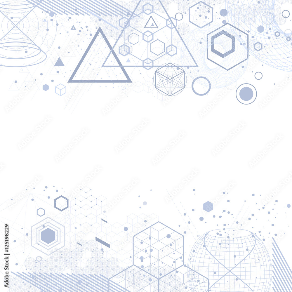 The science and mathematics abstract background with circles, cube ... The science and mathematics abstract background with circles, cube ...