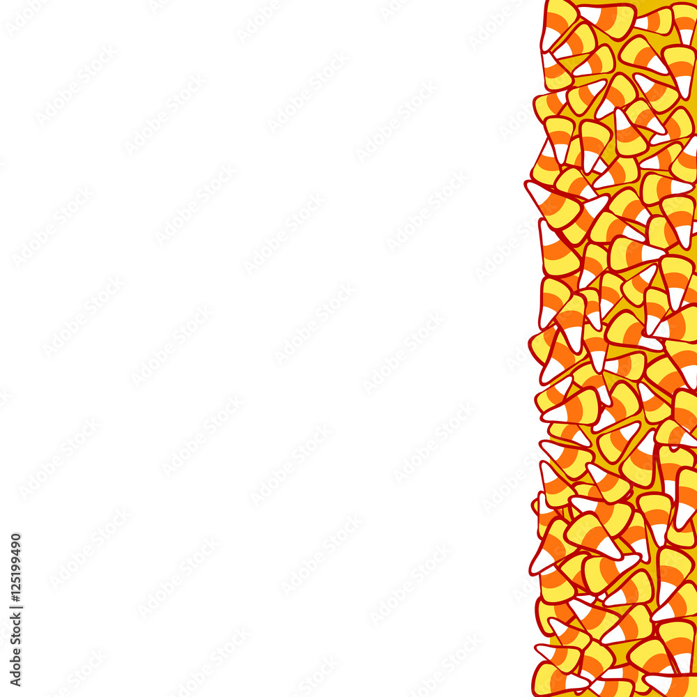 Candy corn border, isolated on white. Halloween vector frame. Hand ...