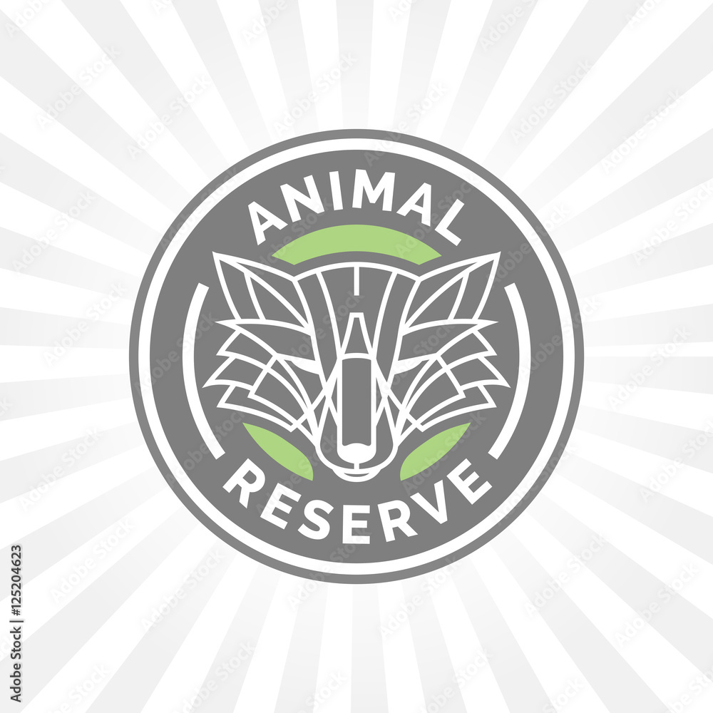 Wildlife park animal reserve icon emblem with wild fox symbol. Vector ...