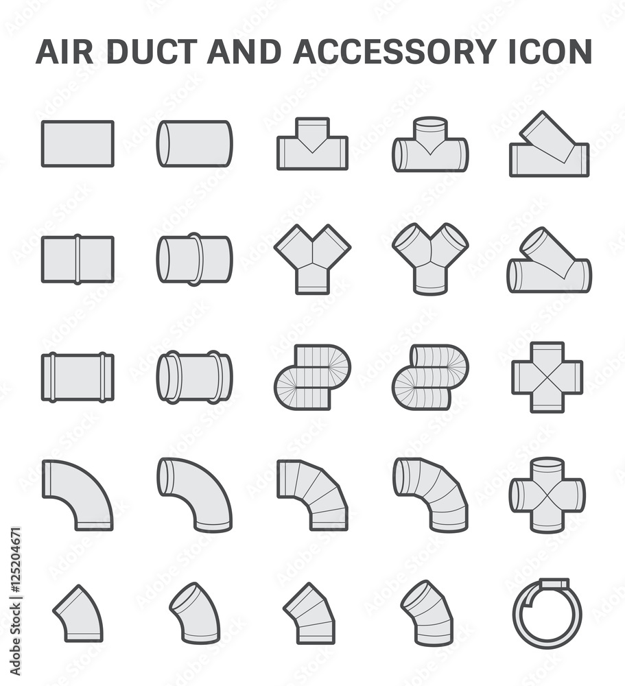 Vector icon of air duct and accessory for air conditioning or HVAC ...