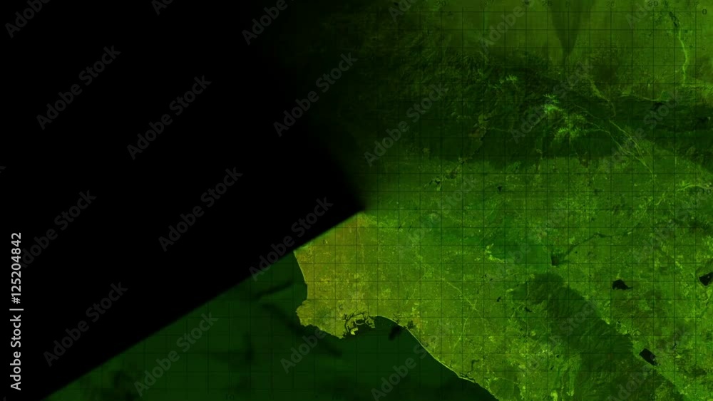 Camera zoom on Los Angeles radar map (Elements of this image furnished ...