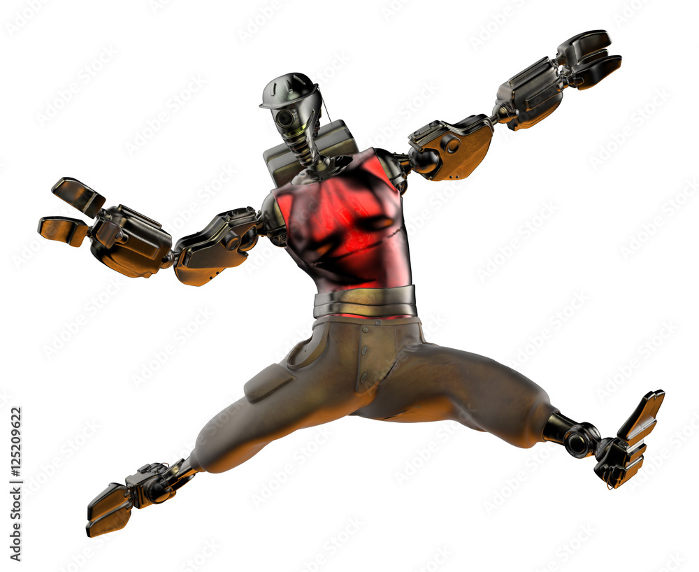 worker robot jumping Stock Illustration | Adobe Stock