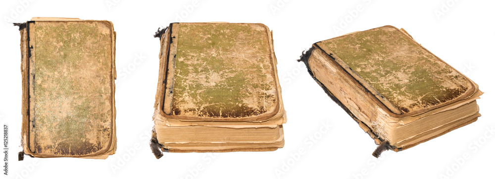 Old torn book isolated on white background. Vintage Book photographed ...
