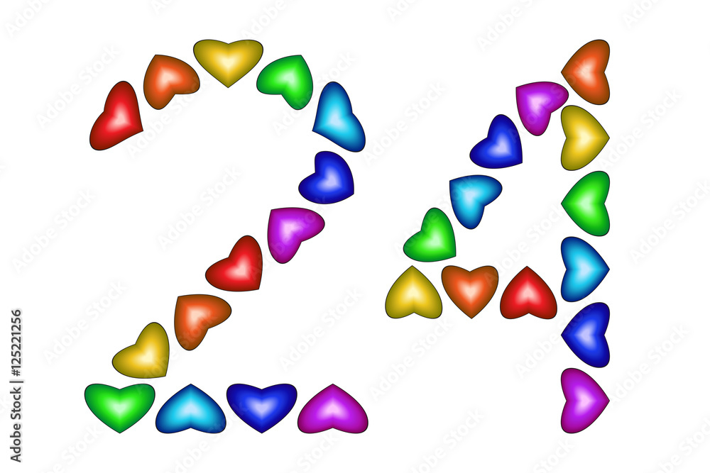 Number 24, twenty four of colorful hearts on white Stock Vector | Adobe ...