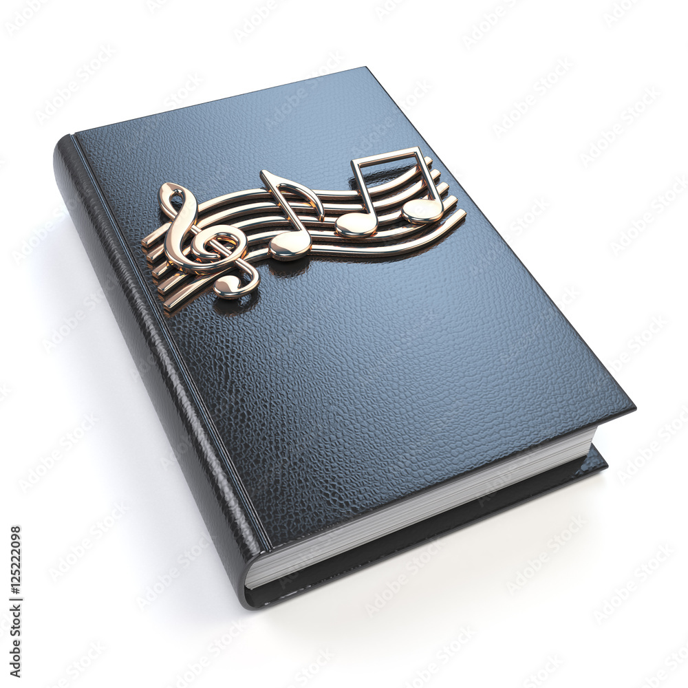 Music book with music notes and clef isolated on white backgroun Stock ...