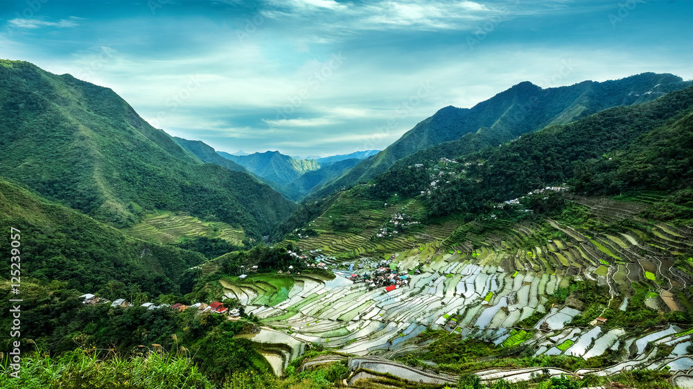 Amazing panorama view of rice terraces fields in Ifugao province ...